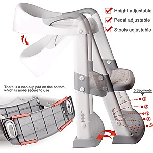 Toddler Toilet Seat with Step Stools Non-Slip Potty Chair for Kids Potty Training Seat with Ladder Adjustable Foldable Toilet with Splash Guard and Handles for Boys Girls
