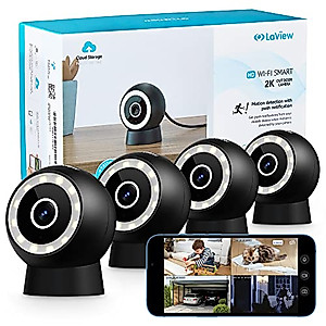 LaView 4MP 2K Security Cameras Outdoor Indoor Wired,IP65, Starlight Sensor & 100 Ft Night Vision,Motion/Person Detection,2-Way Audio/Spotlight,US Cloud,Compatible With Alexa,iOS & Android & Web Access
