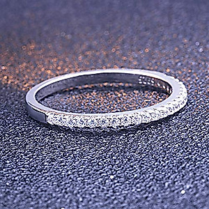 AHLOE JEWELRY CEJUG Sterling Silver Wedding Bands for Women 14K Gold Plated Eternity Rings Stackable Band Cz Size 6