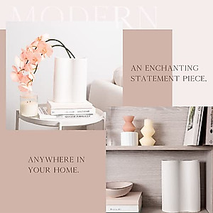 Luxe Infinity White Vase. 9” Ribbed Vase for Flowers. Organic Modern Home Decor. Pampas Grass Vase. Fluted Vase. Modern Vase. Aesthetic Vase. Tall White Flower Vase for Decor. White Ceramic Vase