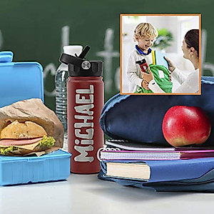 Personalized Kids Water Bottle w NAME & 36 ICON FREE ENGRAVING! Custom Toddler Water Bottle for Children | 18 oz - 9 Color | BPA Free - Double Wall Insulated