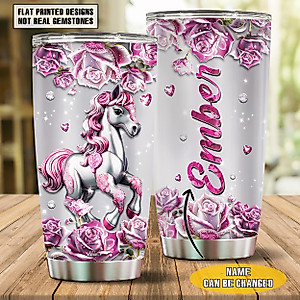 Personalized Horse Gifts for Girls, Women, Insulated Stainless Steel Coffee Cup, Travel Mug, Tumbler, Water Bottle, Gift for Horses Lover, Christmas, Birthday, Mother's Day, Valentine