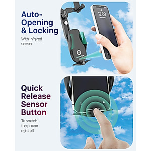 LoompaTech 2in1 Rear View Mirror Phone Holder + Wireless Car Charger 360 Rearview Mirror Phone Mount w/Automatic Clamping and Release, Rotatable & Retractable 15W Fast Wireless Charger for Car