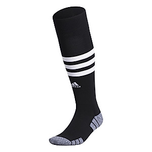 adidas 3-Stripe Hoop Soccer Socks (1-Pair) with Arch Compression for a Secure fit, Black/White, Small