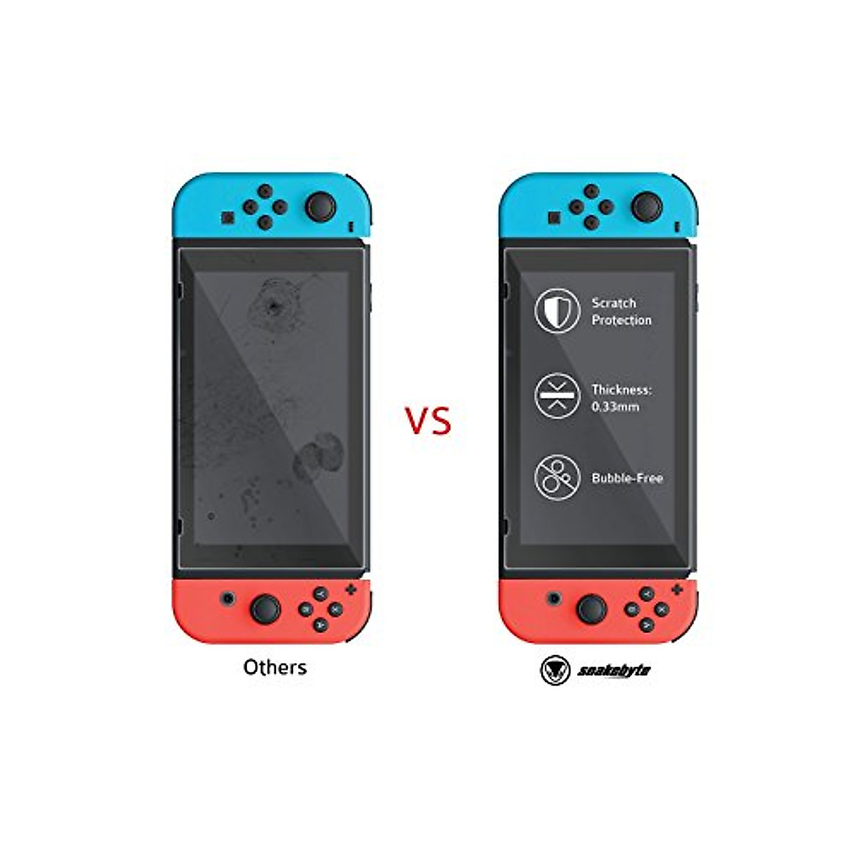 Snakebyte Tough Kit - Accessory Set Including Rubber Hard Case H9 Glass Protector Cleaning Cloth Thumb Grips Game Hard Case for Nintendo Switch - Black - Nintendo Switch