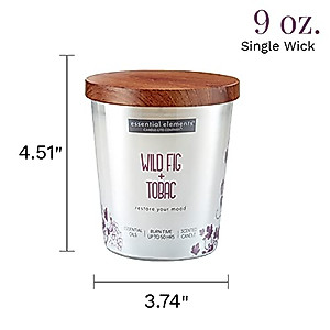 Essential Elements by Candle-lite Scented Candles Wild Fig & Tobac Fragrance, One 9 oz. Single-Wick Aromatherapy Candle with 50 Hours of Burn Time, Off-White Color