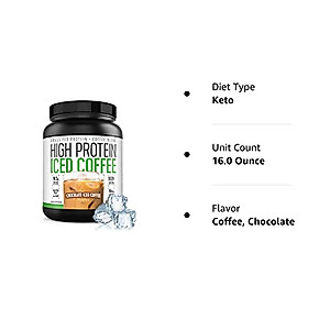 High Protein Coffee, Keto Friendly, 18g of Protein, 2g Carbs, Natural Ingredients (18 Servings, Chocolate Iced Coffee)