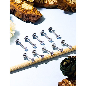 Vsnnsns 20G Threadless Push in Nose Rings for Women Men 316L Surgical Stainless Steel L Shaped Nose Studs Screw Bone Nose Rings Piercings 20 Gauge Nostril Piercing Nose Studs Jewelry 2.5mm CZ