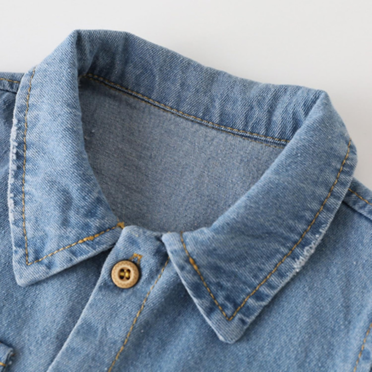 Alunsito Autumn Toddler Baby Boy Romper Long Sleeve Jumpsuit Animal Printed One-Piece Button-Down Denim Bodysuit Giraffe 73 3-6 Months