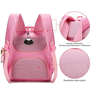 AO ALI VICTORY Girls Backpacks, Waterproof Cute Backpack for Kids Toddler Girl Preschool Bookbags Elementary School Bags (Large, Pink Set)