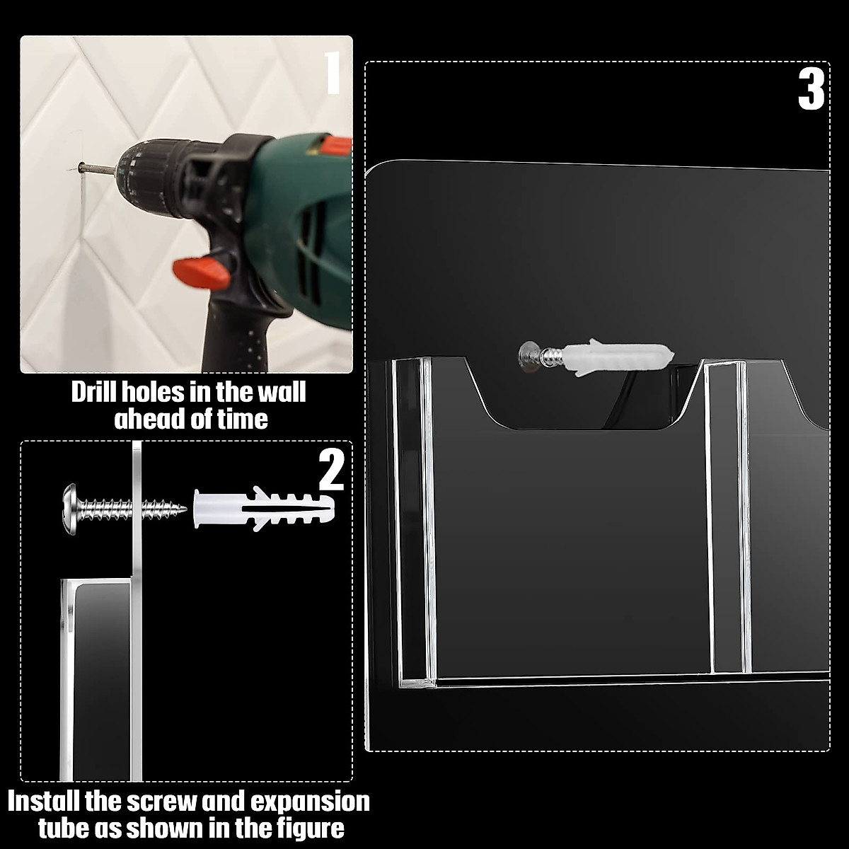 Eersida Acrylic Brochure Pamphlet Holder Brochure Display Stand Business Tri Fold Brochure Multi Slot Holder Rack Wall Mount Clear Pocket Space Saver for Flyer Literature Menu Advertise (8 Pockets)