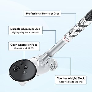 AMVR Golf Club Attachment Compatible with Meta/Oculus Quest 3S/Quest 3, Non-Slip VR Golf Handle Grip for Golf +, 80 Degree Design Keep Tracking （for Right Controller, Not for Charging Dock Battery）