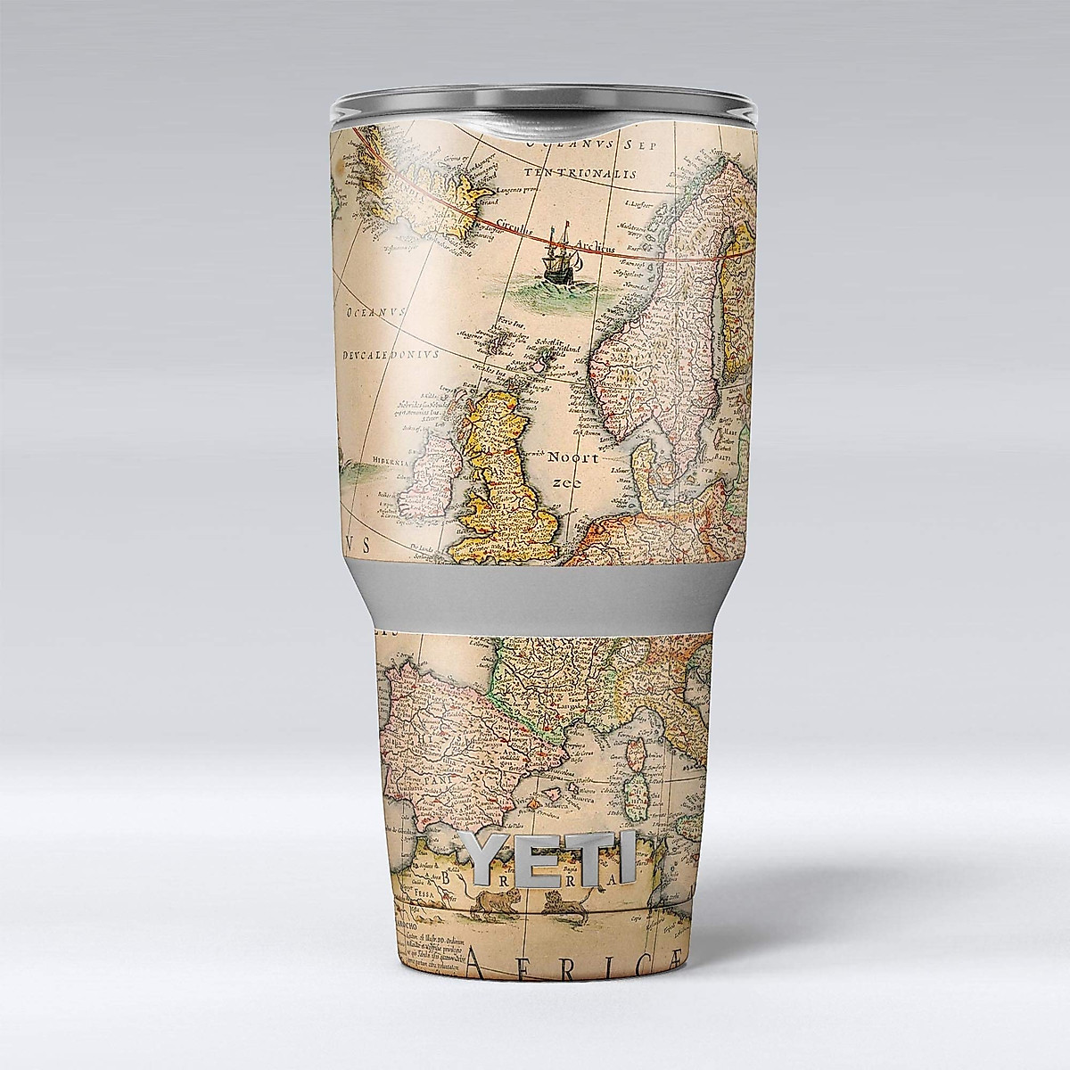 Design Skinz The Vintage Atlantic Ocean Map Pattern - Skin Decal Vinyl Wrap Kit Compatible with The Yeti Rambler Cooler Tumbler Cups