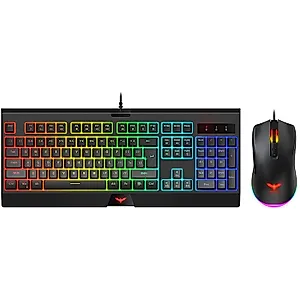 HAVIT KB854L RGB Gaming Keyboard & 6400 DPI Programmable Mouse Combo, 104-Key 7 Color Backlit Black