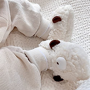 Lykmera Children Toddler Shoes Autumn Winter Boys Girls Non Slip Floor Socks Shoes Warm Comfortable Cartoon Slippers Shoes (White, 0-6 Months)