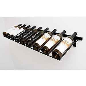 VintageView W Series - Presentation Row Wall Mounted Wine Rack (9 Bottles, Satin Black) Stylish Modern Wine Storage with Label Forward Design