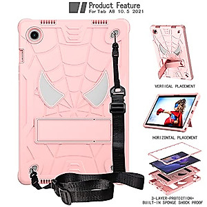 Tablet Case Cover Tablet Children's Case for Samsung Galaxy Tab A8 10.5" X200 / X205 (2021),Protective Cover Shockproof and Resistant Case with Built-in Holder+Shoulder Strap Full Protective Case (Co