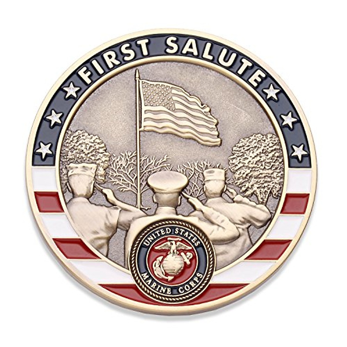 Marine Corps First Salute Challenge Coin - USMC Challenge Coin - Amazing US Marine Corps Military Coin - Designed by Marines for Marines