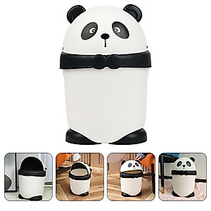 Baluue Cute Panda Trash Can Animal Shape Bedroom Garbage Can Container Wastebasket Recycling Bin Round Rubbish Waste Paper Bin for Office Home Kitchen White