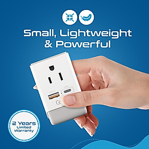 Ceptics Israel Travel Adapter 2 Pack Set, QC 3.0 & PD, Safe Dual USB & USB-C - 2 USA Socket Compact & Powerful - Use in Palestine, Gaza Strip - Type H - AP-14 - Fast Charging (AP-14-2PK)