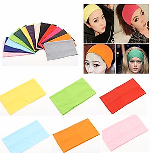 Yeshan Pack of 12 Wide 5 Inch Wicking Stretchy Athletic Bandana Headbands/Head wrap/Yoga Headband/Head Scarf/Best Looking Hairband for Sports or Fashion,Candy Colors in Wide