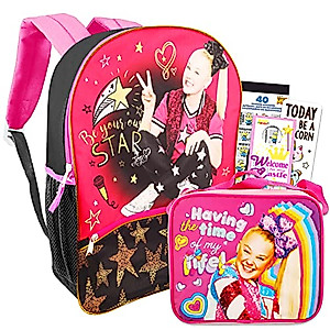 Jojo Siwa Backpack with Lunch Box for Girls Bundle ~ Deluxe 16" School Bag, Lunch Bag, Stickers, and More (Jojo Siwa School Supplies)