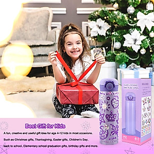HULASO Valentines Day Gifts for Kids 7 Year Old Girls Decorate Your Own Water Bottles with Gem Stickers - DIY Gifts Arts and Crafts, BPA Free Stainless Steel Vacuum Insulated Mug (17 OZ)