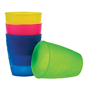 Nuby Plastic Fun Drinking Tumblers, Colors May Vary, 10 Oz, 4 Count