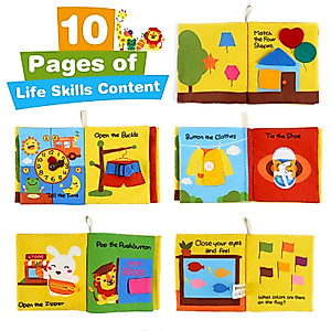 Richgv Quiet Book for Toddlers 1-2 Years Old, Interactive Busy Book Montessori Toys Soft Fabric Book Toddlers Travel Toy, 10 Pages Preschool Learning Activities for 1 2 Years Old Toddlers Boys & Girls