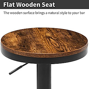 LERYAY Wooden Barstools Bar Stools Set of 2 Height Adjustable Bar Stools Swivel Barstool Industurial Counter Stools with Black Metal Base