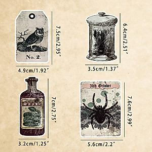 Prstincol 106 Pcs Potion Labels Stickers, Apothecary Stickers Dark Aesthetic Wine Bottle Stickers for Scrapbooking, Wicca Stickers for Junk Journal Bullet Journals DIY Crafts