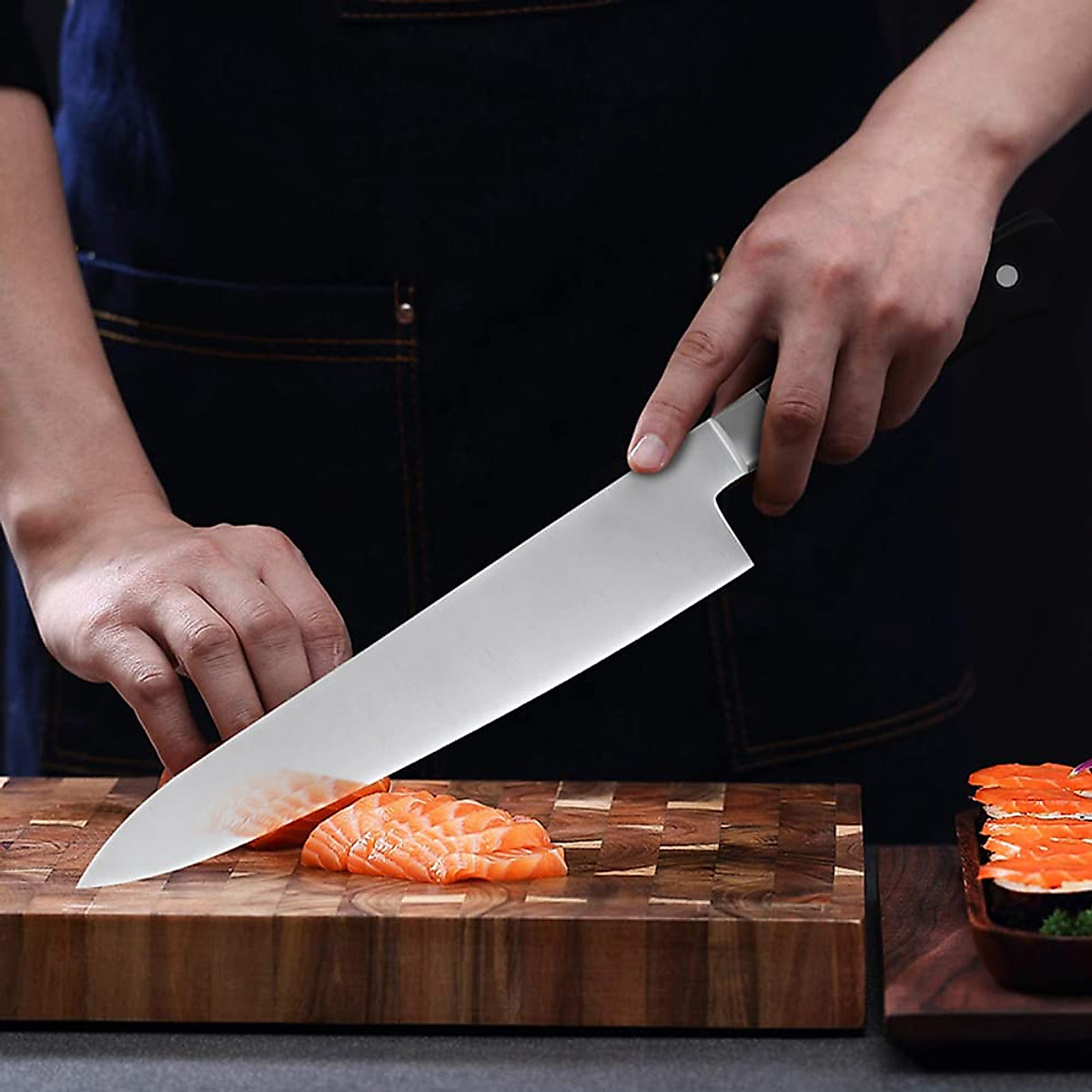 Hendiy Chef Knife,Professional 8-inch Kitchen Knife with Ergonomic Handle for Family & Restaurant,Ultra Sharp Stainless Steel Multi-Purpose Meat Knife,Fruit knife with Gift Box(Black)