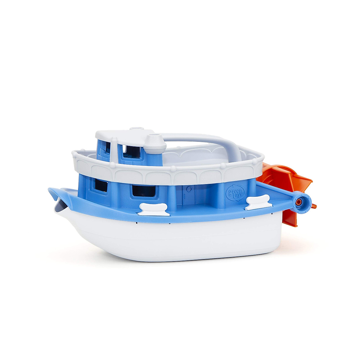 Green Toys Paddle Boat, Blue/Grey - Pretend Play, Motor Skills, Kids Bath Toy Floating Pouring Vehicle. No BPA, phthalates, PVC. Dishwasher Safe, Recycled Plastic, Made in USA.