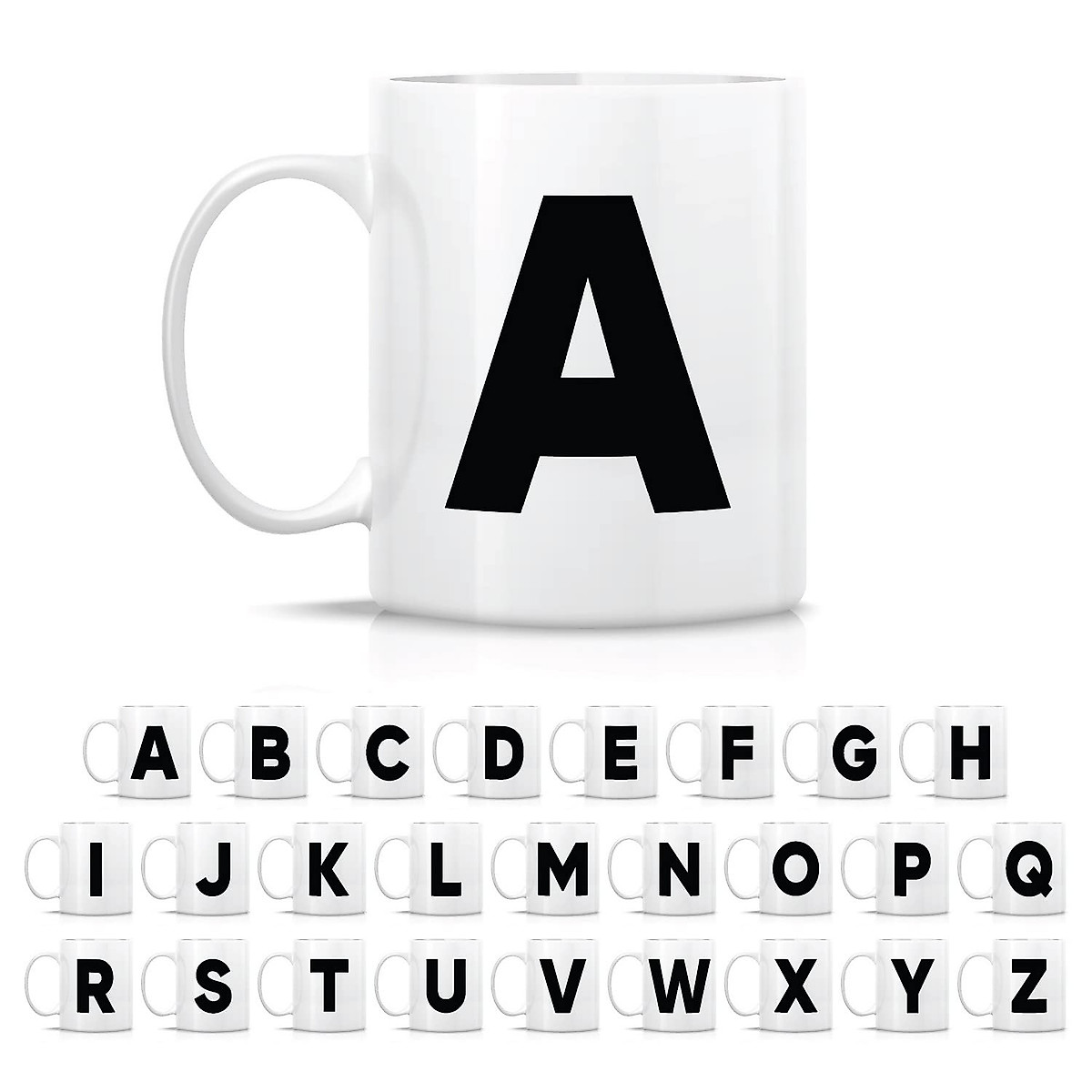 Retreez Initial A-Z Alphabet Monogrammed Monogram Mug 11 Oz Ceramic Tea Coffee Mugs - Graduation Appreciation Thank You Holiday Birthday Gifts for her friend coworker mother father sister - A Initial