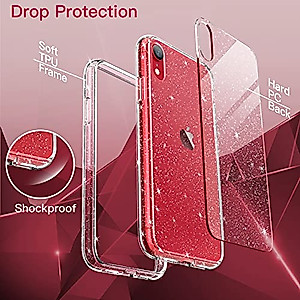 JETech Glitter Case for iPhone XR, 6.1-Inch, Bling Sparkle Shockproof Phone Bumper Cover, Cute Sparkly for Women and Girls (Clear)