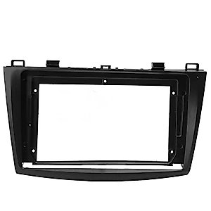 Aramox 9in Dash Fascia, Car Navigation Panel Frame Black Stereo Radio Dash Mounting Fascia Compatible with Mazda 3 2010-2013