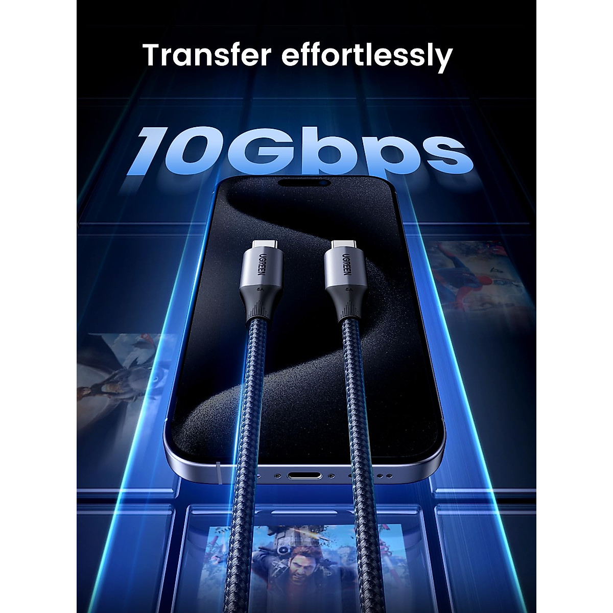 UGREEN USB C to USB C 3.2 Gen 2 Cable, 4K Video Monitor Display USB C Cable 10Gbps Data Transfer, 240W PD Fast Charging for iPhone 16/15, Samsung Galaxy S24/S23, MacBook Pro, iPad Pro, Dell XPS, 3.3FT