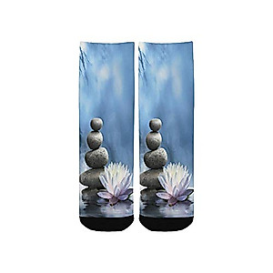 InterestPrint Spa Zen Basalt and Lotus Flowers Crew Socks Unisex Outdoor Casual Warm Socks for Kids Boys and Girls
