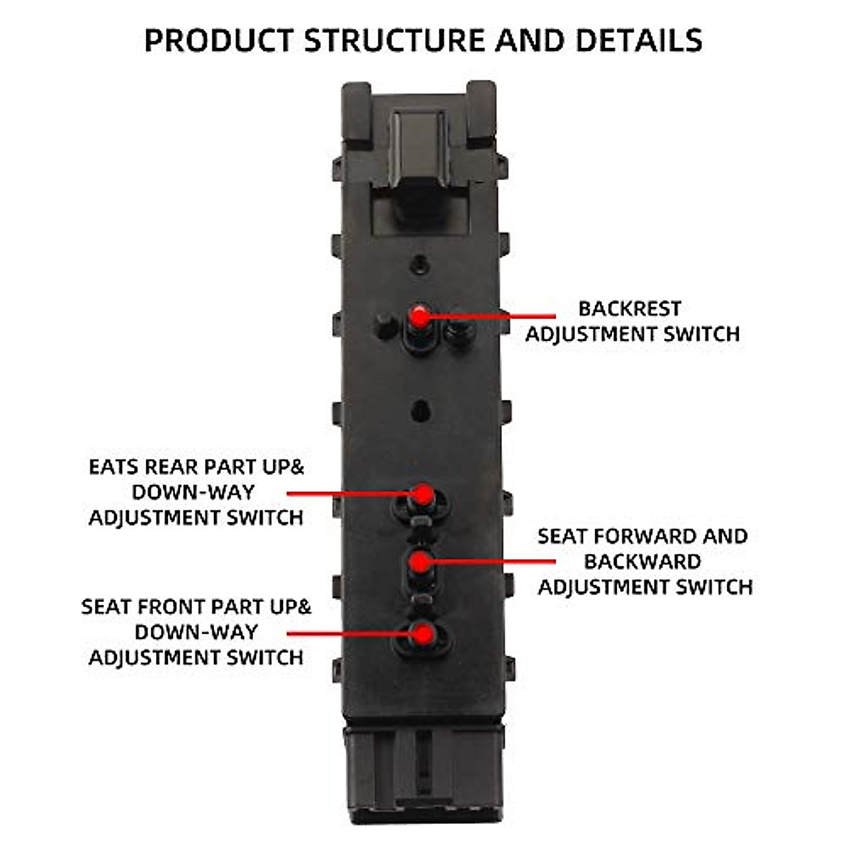 Dasbecan Left Driver Side Adjustment Power Seat Switch Compatible with Ford 2006-2019 Lincoln 2006-2019 Mercury 2006-2011 Replace# 9L3T-14B709-FAW 9L3Z-14A701-FB