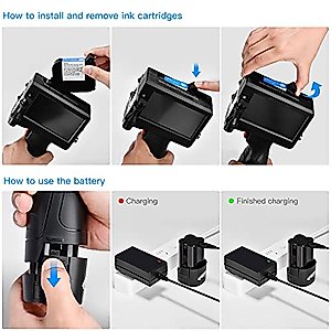 Handheld Inkjet Printer Quick-Drying Smart Portable Inkjet Printer with 4.3 Inch LED Touch Screen High Definition Label Printer for DateTrademark Logo Coder Label Print