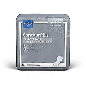 Medline ContourPlus Bladder Control Incontinence Pads, Ultimate Absorbency, 8" x 7", 28 Count