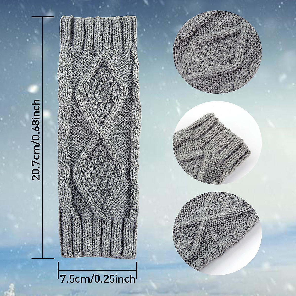 Justay 2 Pairs Women Winter Warm Knit Fingerless Gloves Hand Crochet Thumbhole Arm Warmers Mittens