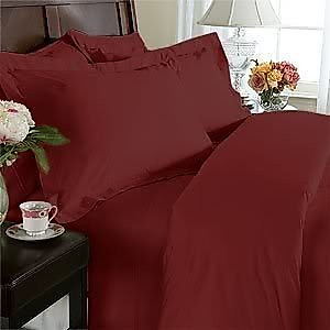Elegance Linen 1500 Thread Count King/Cal-King Size Egyptian Quality 3pcs Duvet Cover Set, Burgundy