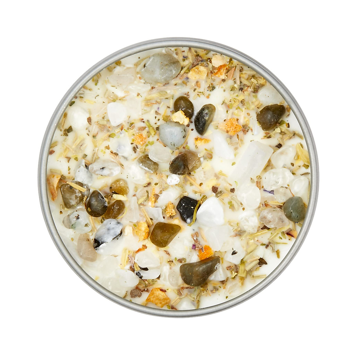 Full Moon® Candle by New Moon Beginnings - Purification & Cleansing Candle - Dried Flower, Herb, & Crystal Candles - Aromatherapy Candles - Soy Candle - 8oz Tin