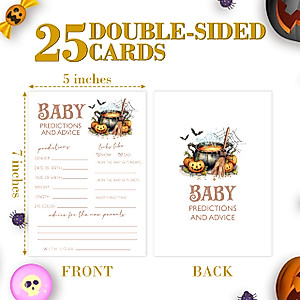 TIOFUNO Halloween Baby Shower Games, Baby Predictions and Advice Cards, 5x7 in, Halloween Baby Shower Party Favor Decorations Supplies - A01