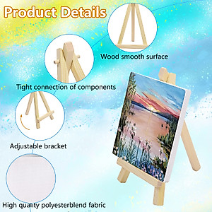 UHBYJM 32 Pack Mini Canvas and Easel,4 x 4 Inch Stretched Mini Canvases Small Painting Canvas with Mini Easel,Art Canvases Small Canvases for Kids Painting Party Craft Acrylic Pouring Oil Water Color