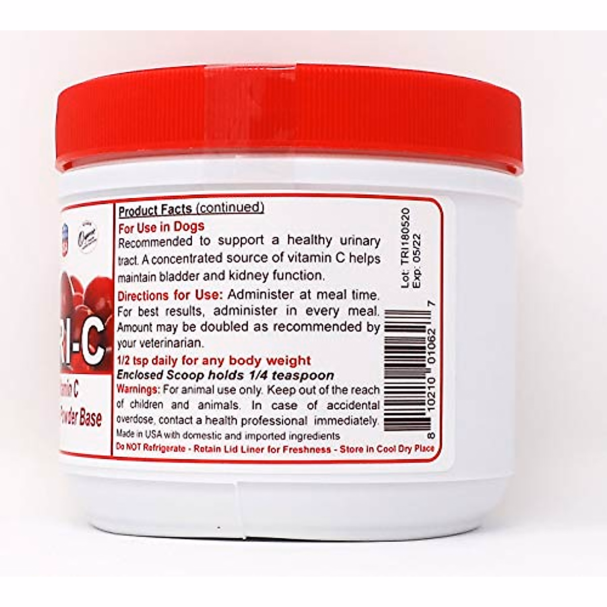 Dogzymes Cran Tri C Urinary Tract Support, Vitamin C Blend, 1418mg per Teaspoon (8 Ounce)