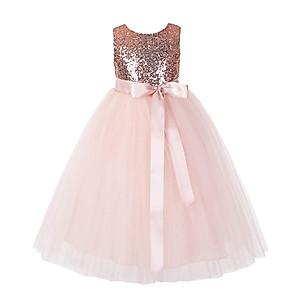 Heart Cutout Sequin Flower Girl Dress Girls Tulle Dresses Wedding Bridesmaid Dress 172seq 6