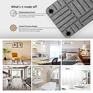 Fast Drying Stone Sink Caddy, Instant Dry Organizer Rack, Diatomaceous Earth Soap Stand Tray for Kitchen Sink, Water Absorbing Stone, Sponge Holder Dispenser for Bathroom Counter, Dark Gray