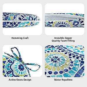 LVTXIII Outdoor Seat Cushions for Patio Furniture D16 x W17 x H2, Chair Pads for Home Office and Garden Decoration, Delancey Lagoon, Set of 6